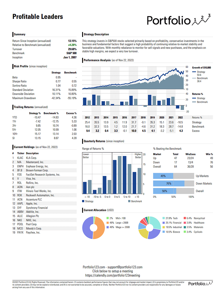 Strategy Reports released (officially) - Latest Release - Portfolio123 ...